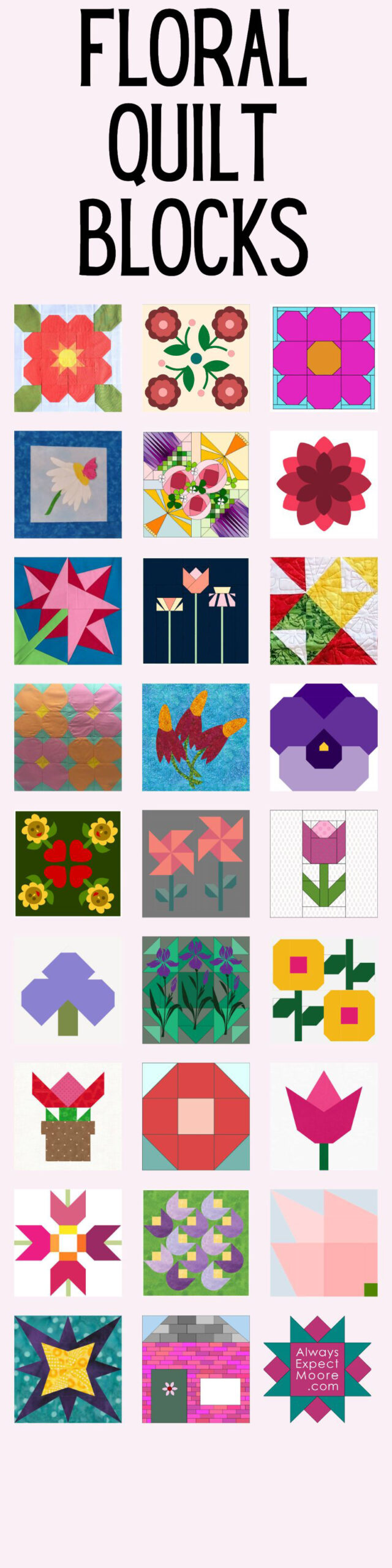 Quilt Block Mania - Floral - brownbirddesigns